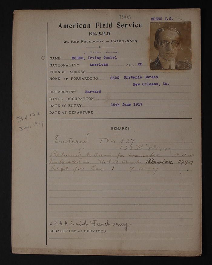 Moses, Irving Gumbel - The AFS Archive