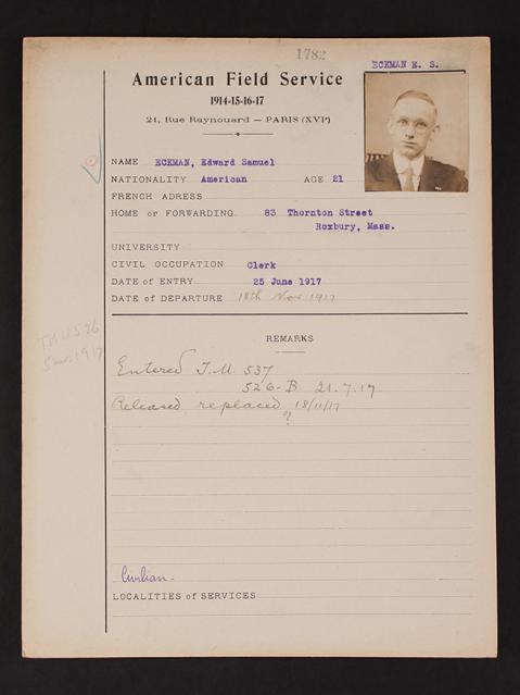 Eckman, Edward Samuel - The AFS Archive