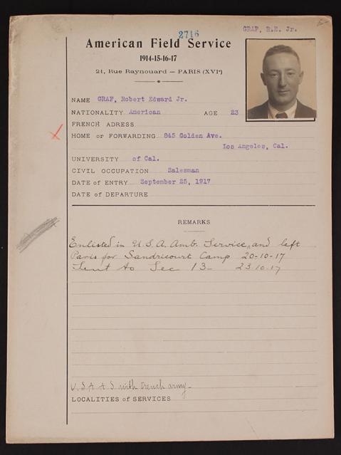 Graf, Robert Edward, Jr - The AFS Archive